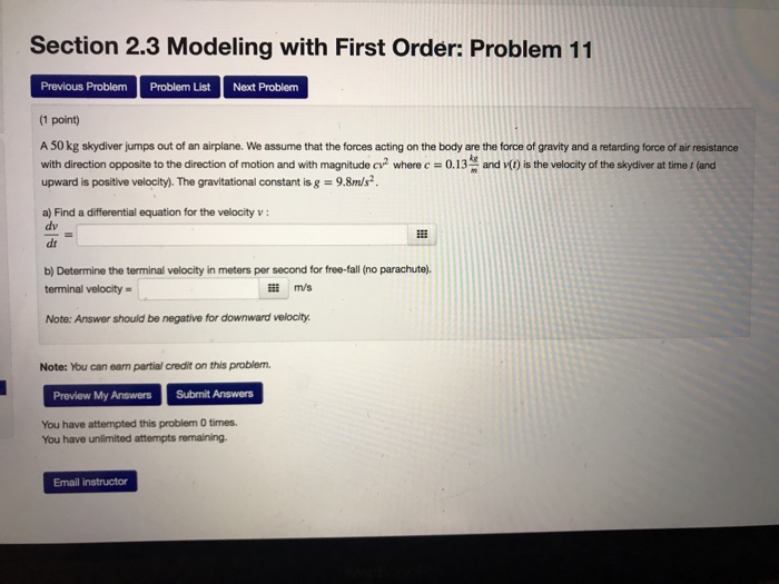 Solved Section 2 3 Modeling With First Order Problem 9