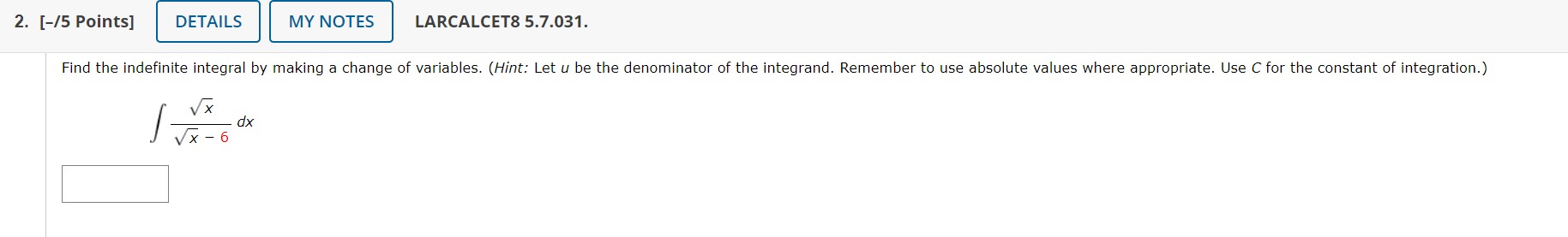Solved Find the indefinite integral by making a change of | Chegg.com