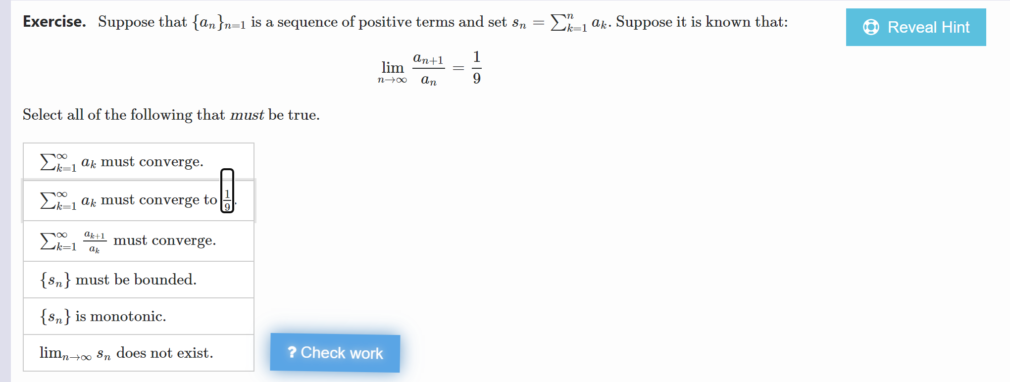 Solved Exercise. Suppose that {an}n=1 is a sequence of | Chegg.com