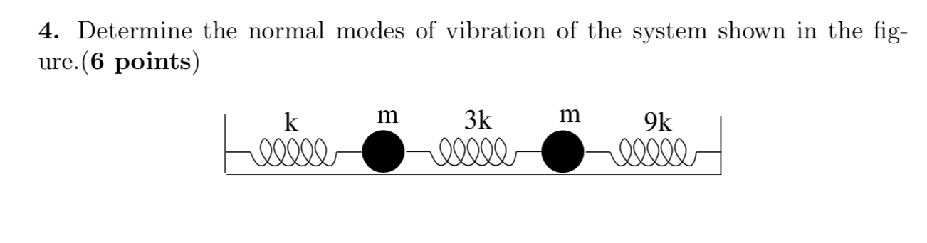 Solved 4. Determine the normal modes of vibration of the | Chegg.com