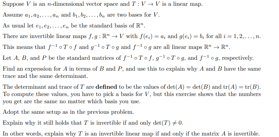 Solved Suppose V is an n-dimensional vector space and T:V→V | Chegg.com