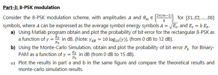 m-1 Part-3: 8-PSK modulation Consider the 8-PSK | Chegg.com
