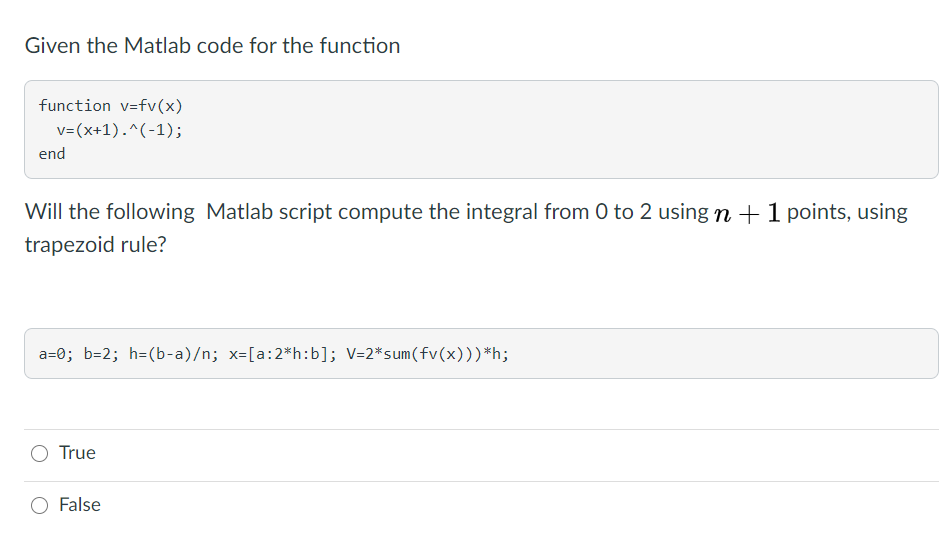 Solved Given the Matlab code for the function function | Chegg.com