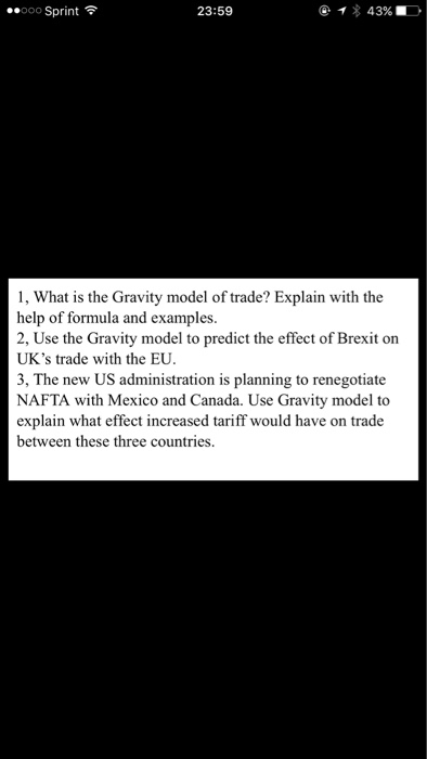 Solved What is the Gravity model of trade? Explain with the | Chegg.com