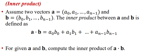 Solved (Inner product) Assume two vectors a = (ao, Q1, ..., | Chegg.com