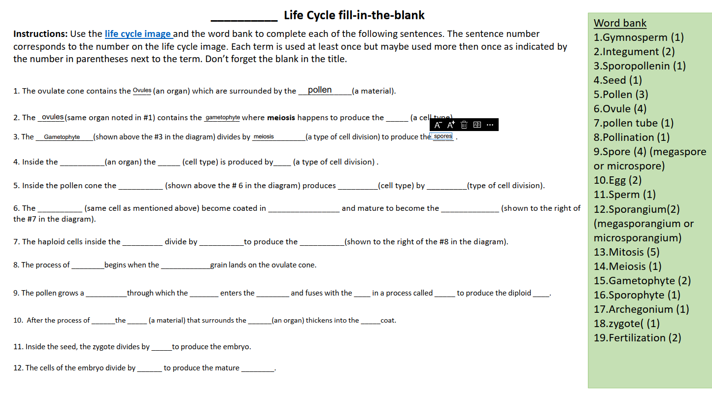 Solved Life Cycle fill-in-the-blank Instructions: Use the | Chegg.com