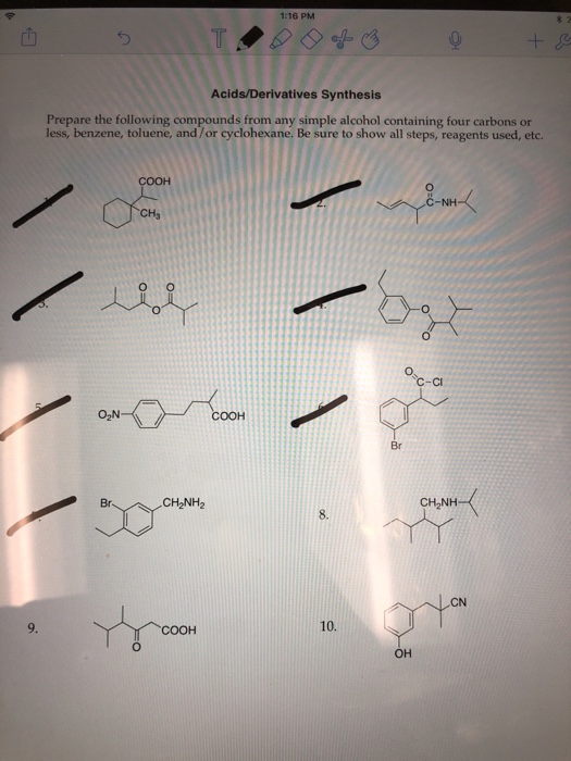 Solved 1:16 PM Acids/Derivatives Synthesis Prepare the | Chegg.com