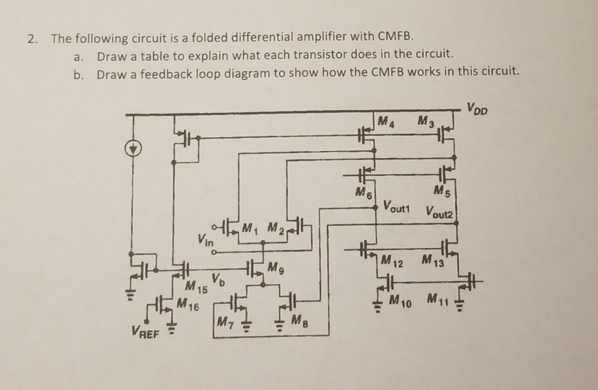 Solved 2. The following circuit is a folded differential | Chegg.com