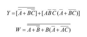 Solved []] Y =[A+BC]+[ABC (A+BC)] W = A+B+B(A+ AC) | Chegg.com