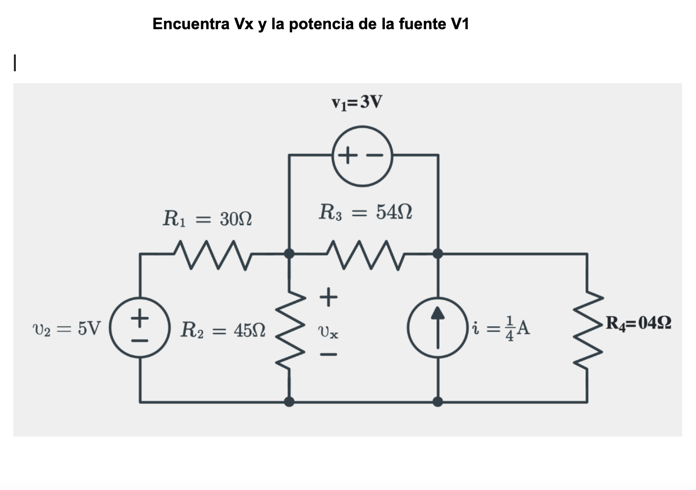 Solved Encuentra Vx y la potencia de la fuente V1 | Chegg.com
