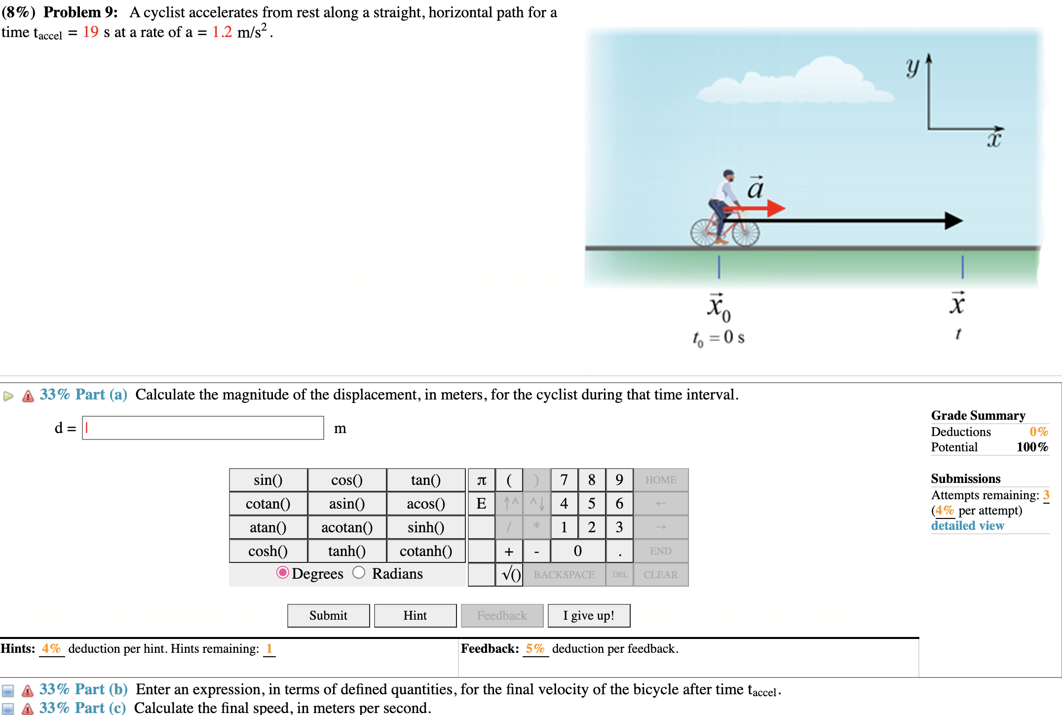 Solved 8 Problem 9 A Cyclist Accelerates From Rest