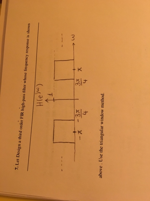Solved 7. Let Design a third order FIR high-pass filter | Chegg.com