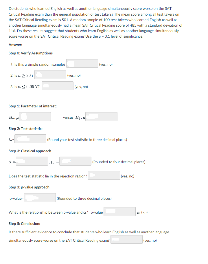 Solved Do students who learned English as well as another | Chegg.com