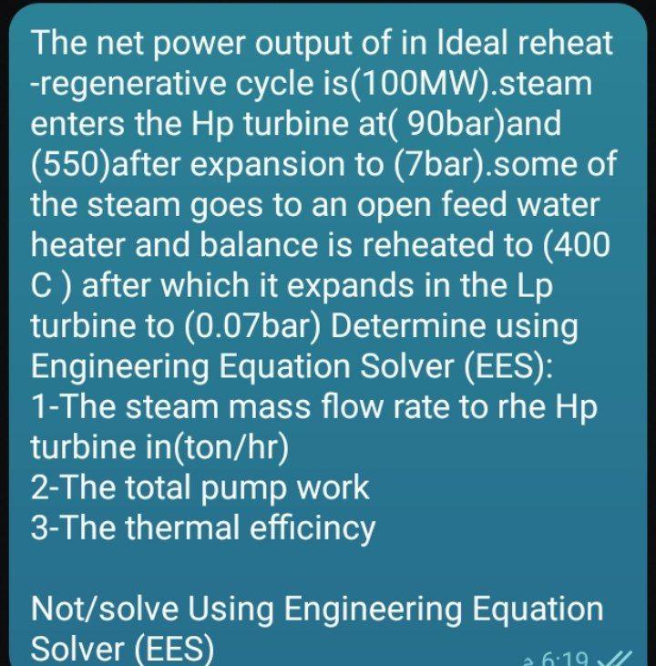 Solved The net power output of in Ideal reheat -regenerative | Chegg.com