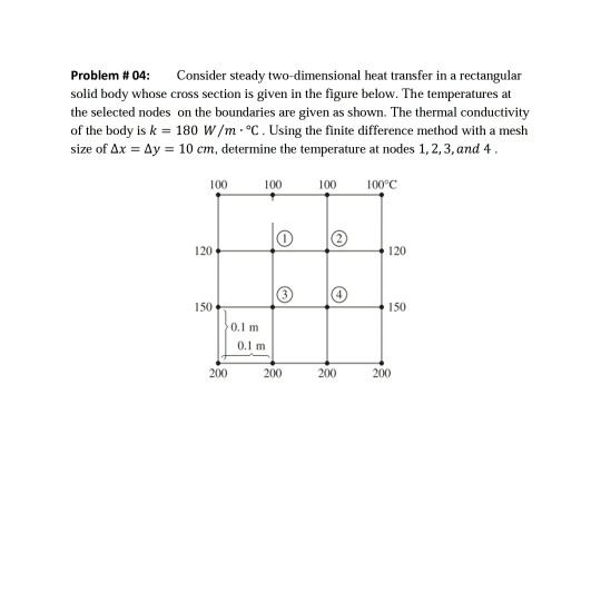 Solved This is a heat transfer problem using the Finite | Chegg.com