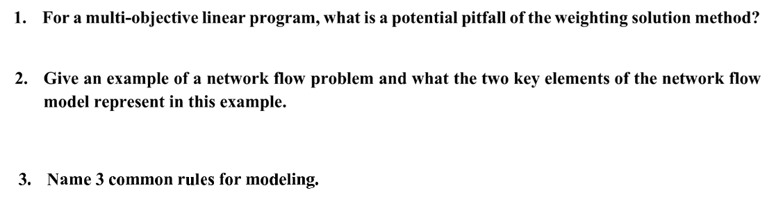 Solved 1 For A Multi Objective Linear Program What Is A 5154