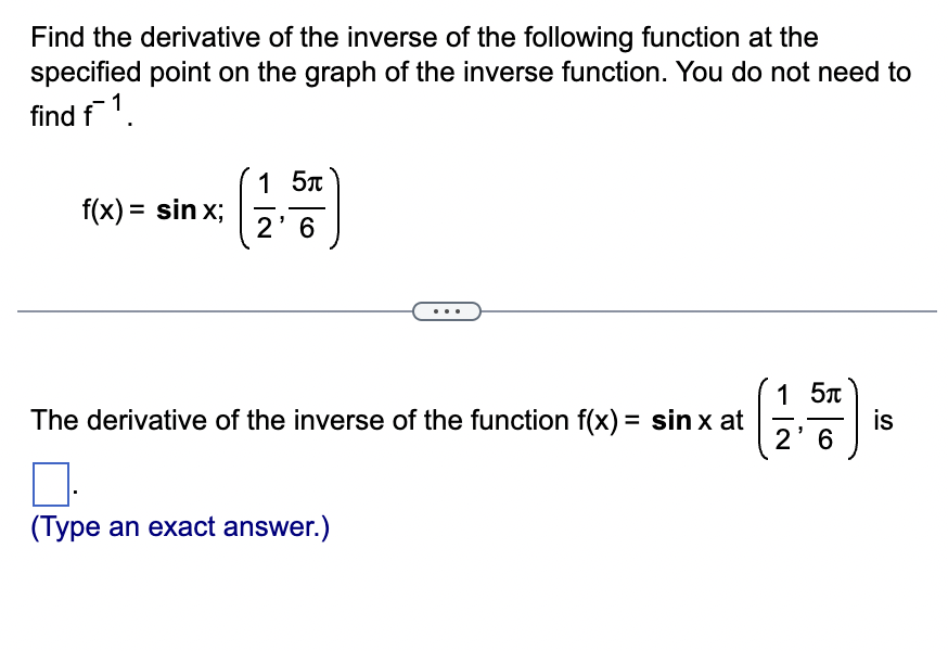 Solved Find the derivative of the inverse of the following | Chegg.com