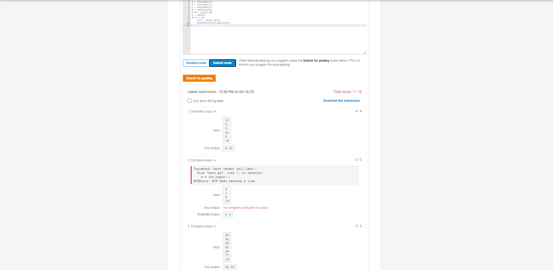 Solved The Problem is the code is tested with different | Chegg.com