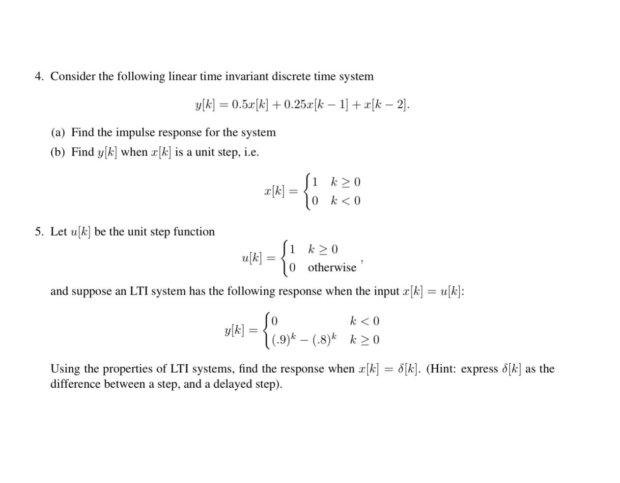 Solved 4. Consider the following linear time invariant | Chegg.com