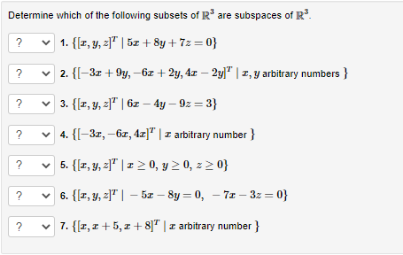 Solved Determine which of the following subsets of R3 are | Chegg.com