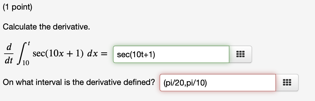 Solved (1 point) Calculate the derivative. | Chegg.com