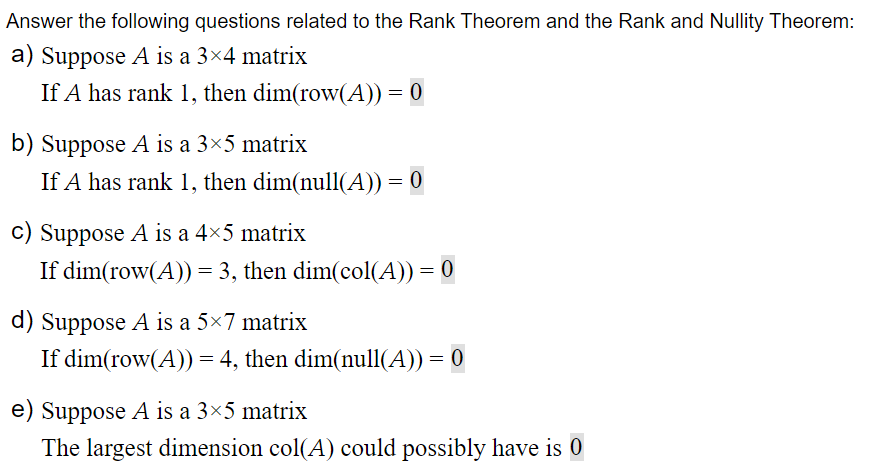 Solved Answer the following questions related to the Rank | Chegg.com