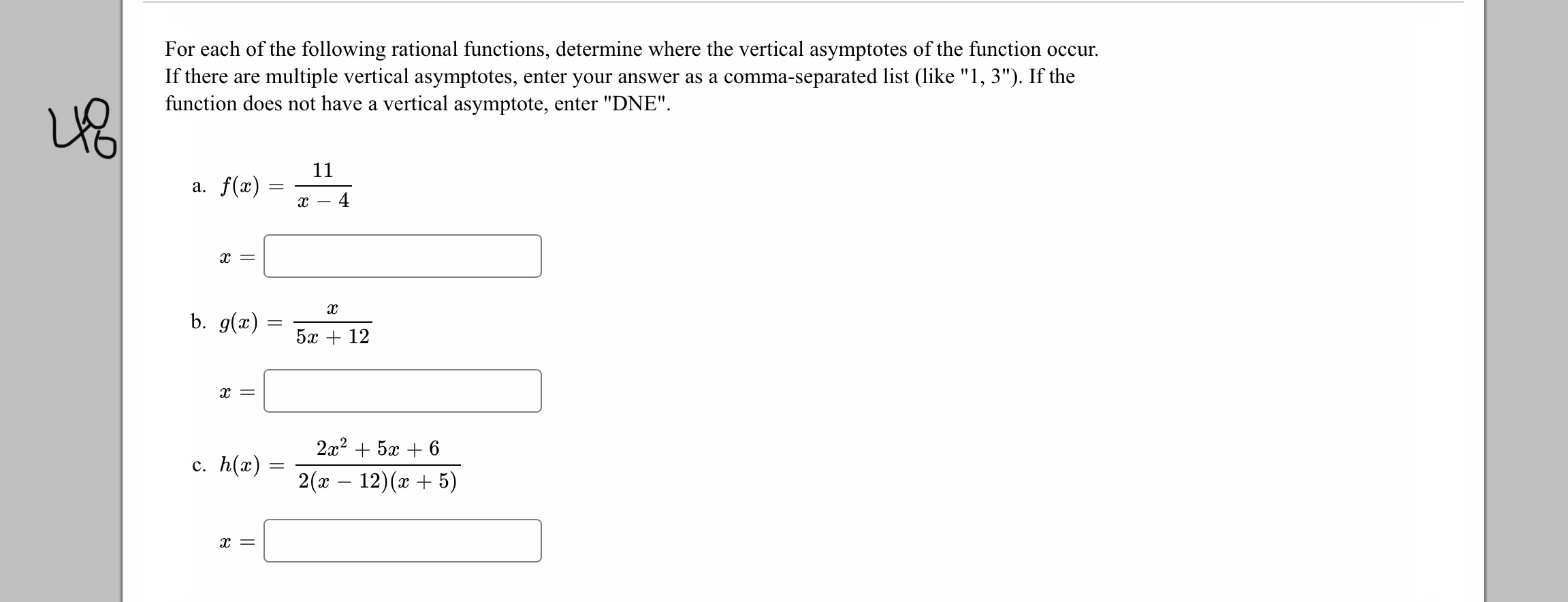 Solved For each of the following rational functions, | Chegg.com