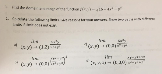 Solved 1. Find the domain and range of the function | Chegg.com
