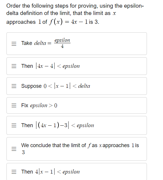 Solved Order the following steps for proving, using the | Chegg.com