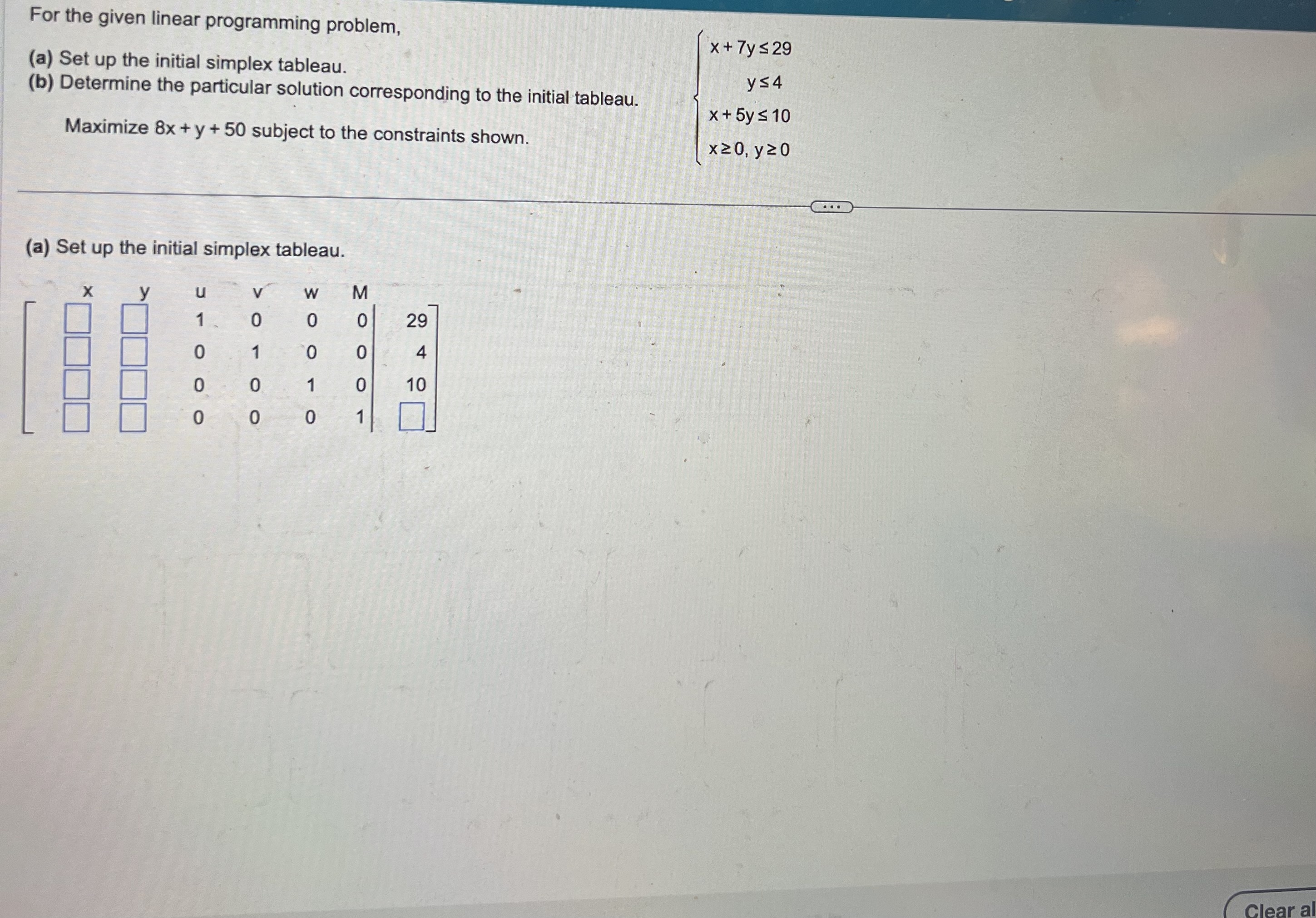 Solved For the given linear programming problem,(a) ﻿Set up | Chegg.com