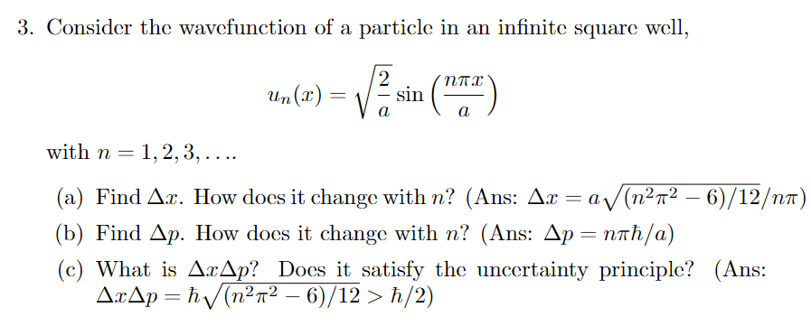 Solved 3. Consider the wavefunction of a particle in an | Chegg.com