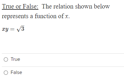 Solved True or False: The relation shown below represents a | Chegg.com