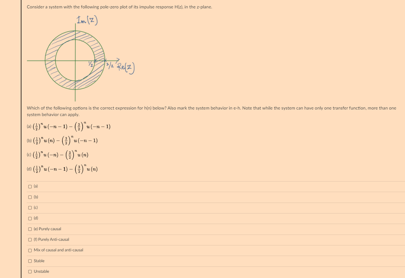 Solved Consider a system with the following pole-zero plot | Chegg.com