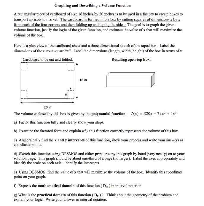 Solved Graphing and Describing a Volume Function A | Chegg.com