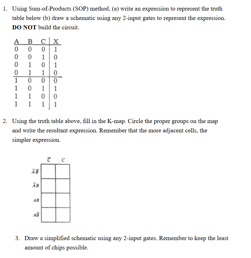Solved 1. Using Sum-of-Products (SOP) method, (a) write an | Chegg.com