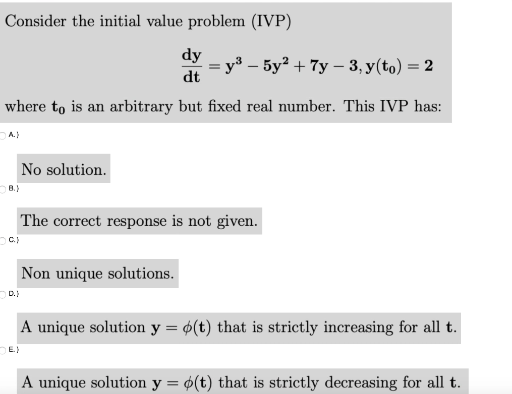 Solved Consider the initial value problem (IVP) -= y3 – 5y2 | Chegg.com