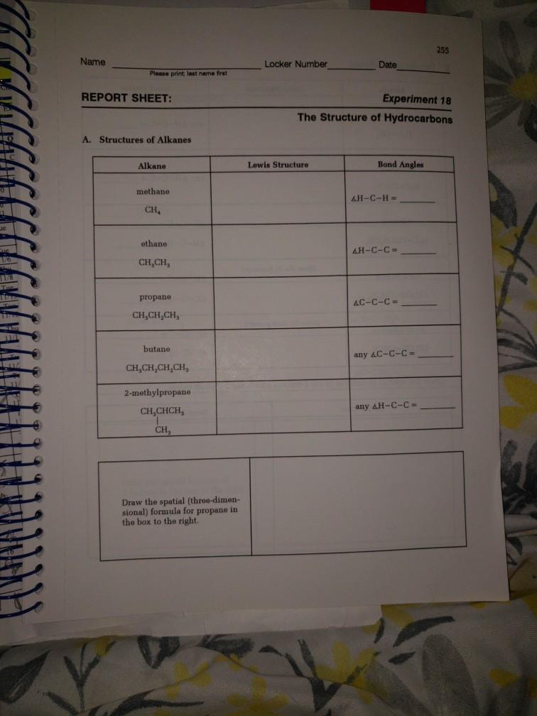 Solved 255 Name Locker Number Date Please print; last name | Chegg.com