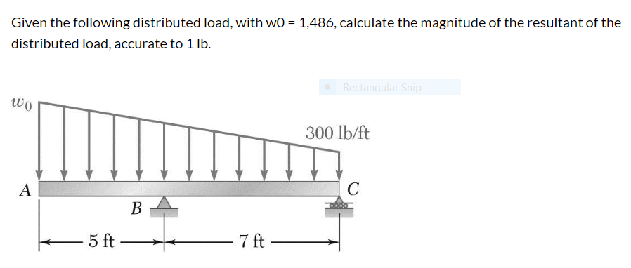Solved Given the following distributed load, with wo = | Chegg.com