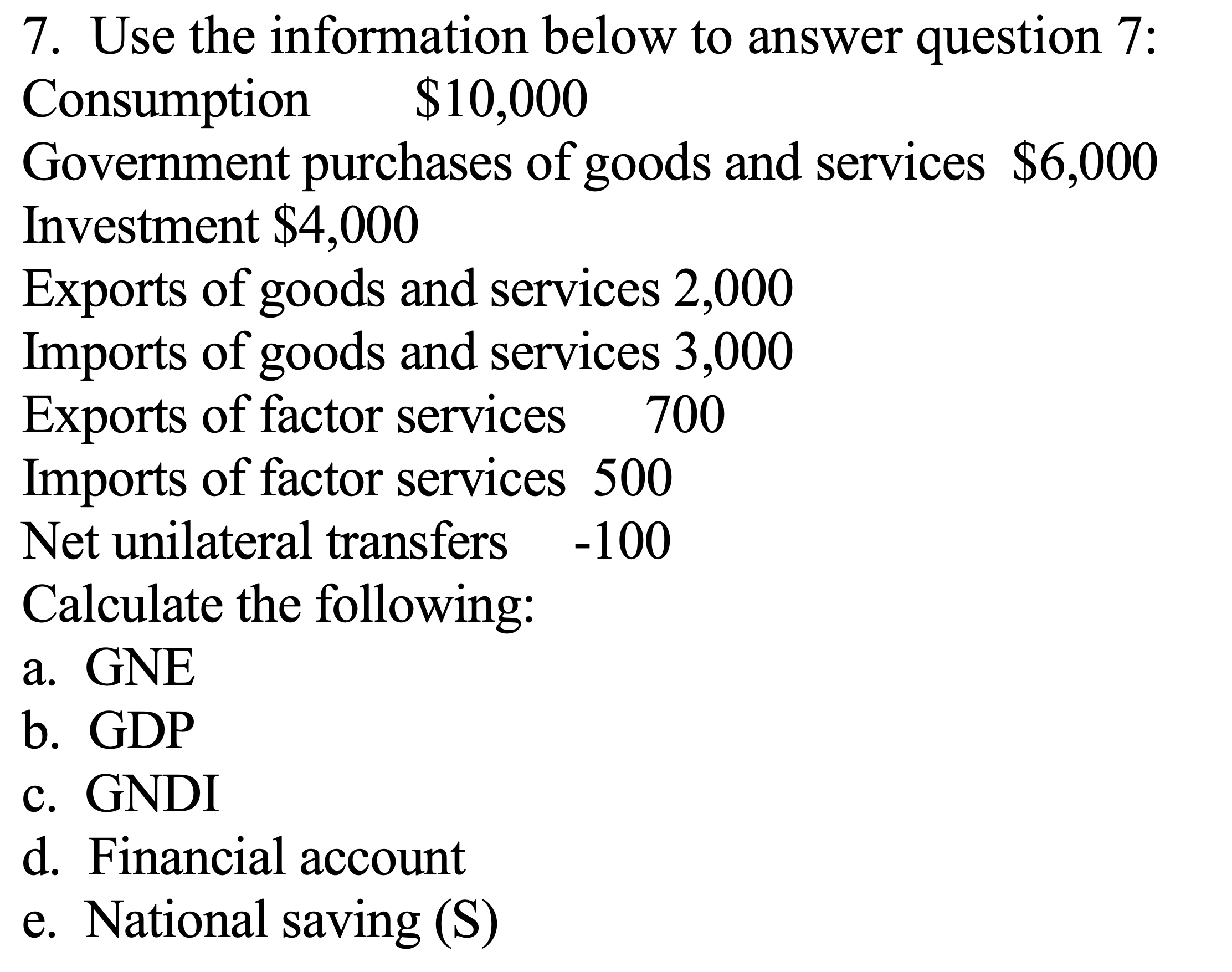 Solved Use the information below to answer question 7 | Chegg.com