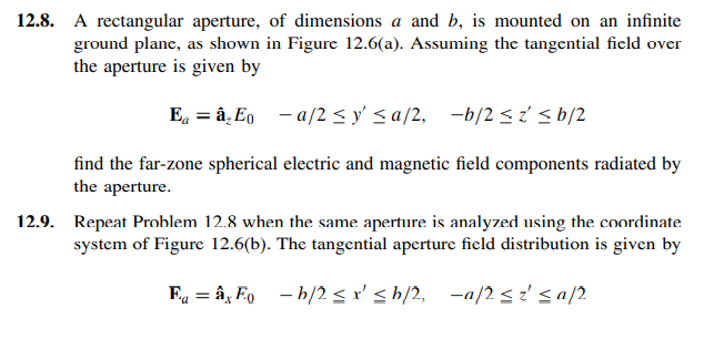 Solved 2.8. A rectangular aperture, of dimensions a and b, | Chegg.com