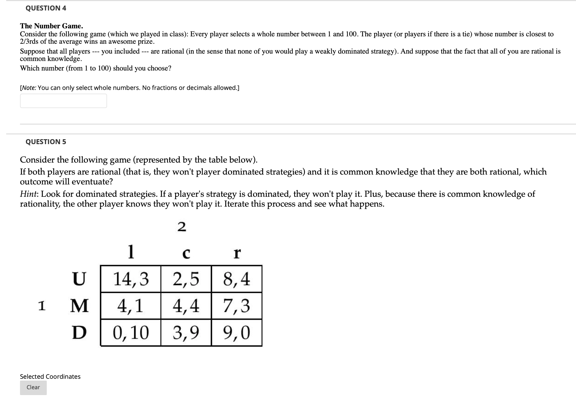 Solved QUESTION 4 The Number Game. Consider the following | Chegg.com