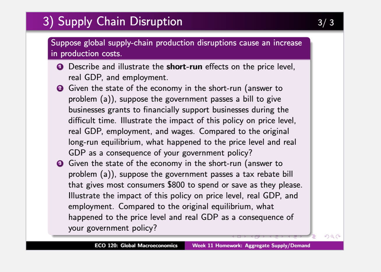 Solved Supply Chain DisruptionSuppose global supply-chain | Chegg.com