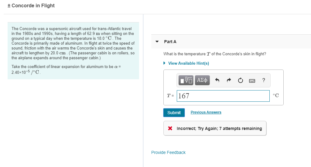 Solved + Concorde in Flight Part A The Concorde was a | Chegg.com