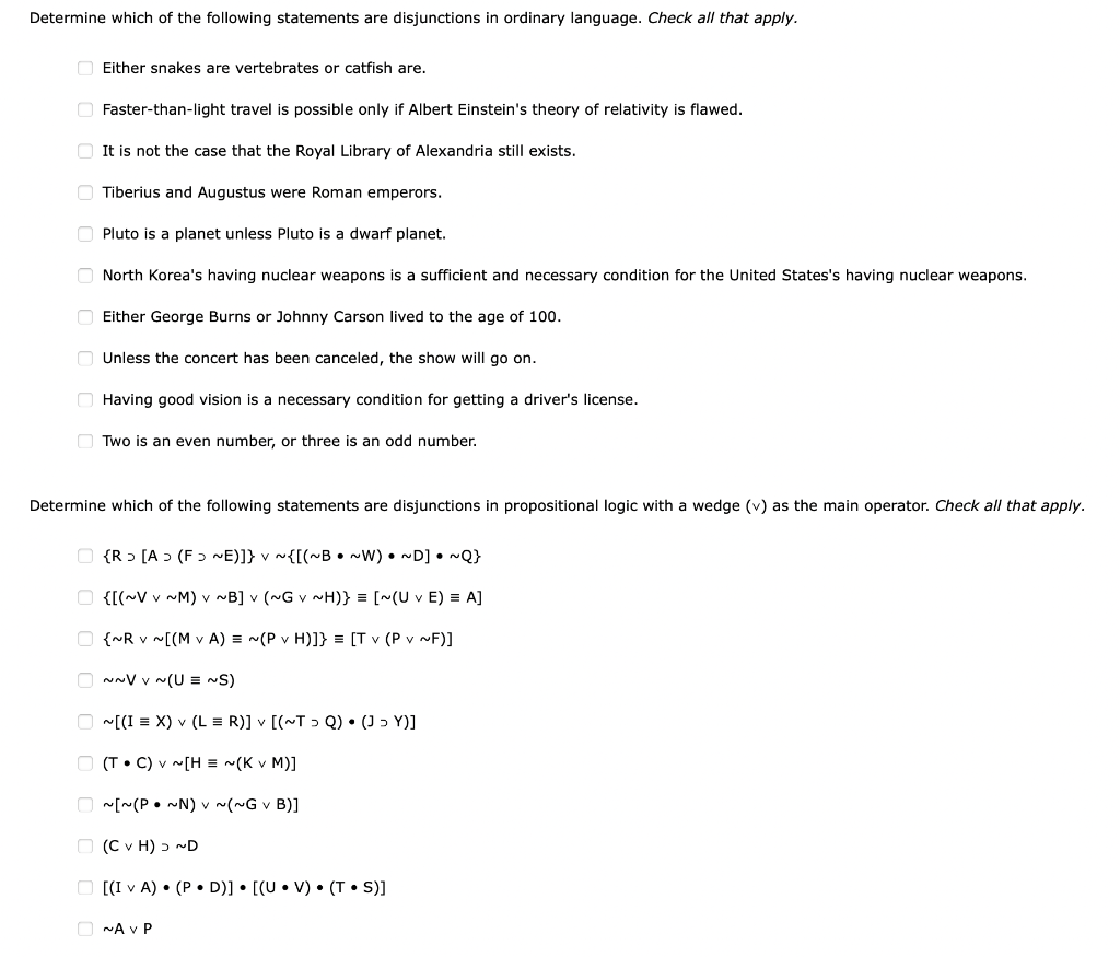 Solved A disjunction is an "either..., or..." statement. You | Chegg.com