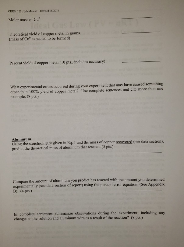 Solved please help me finish this lab. show calculations | Chegg.com