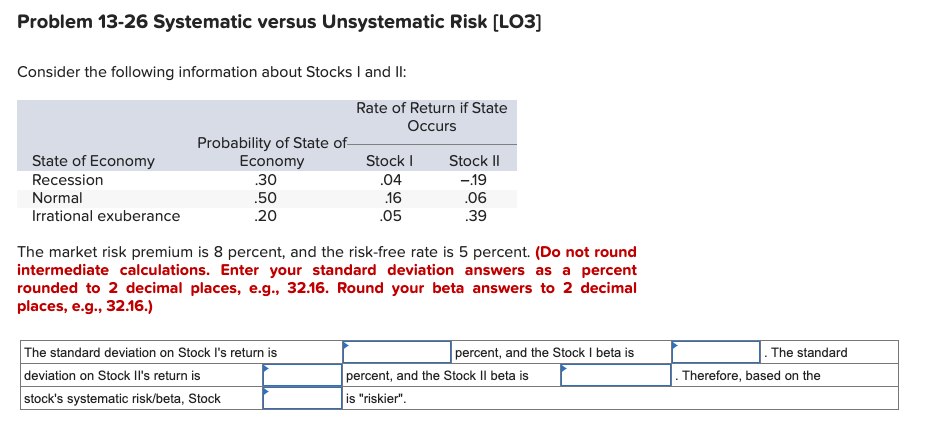 Solved Problem 13-26 Systematic versus Unsystematic Risk | Chegg.com