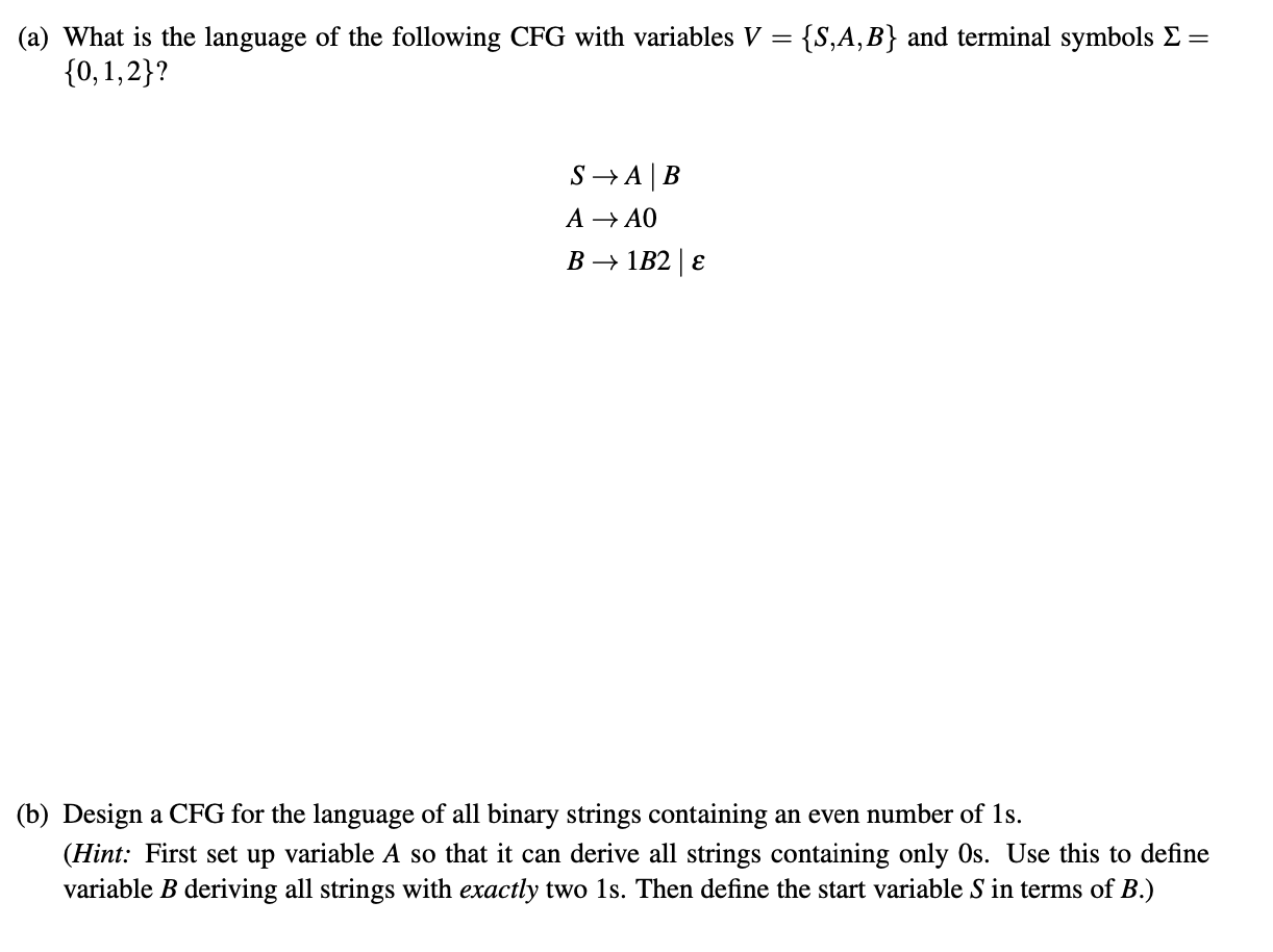 Solved (a) What is the language of the following CFG with | Chegg.com