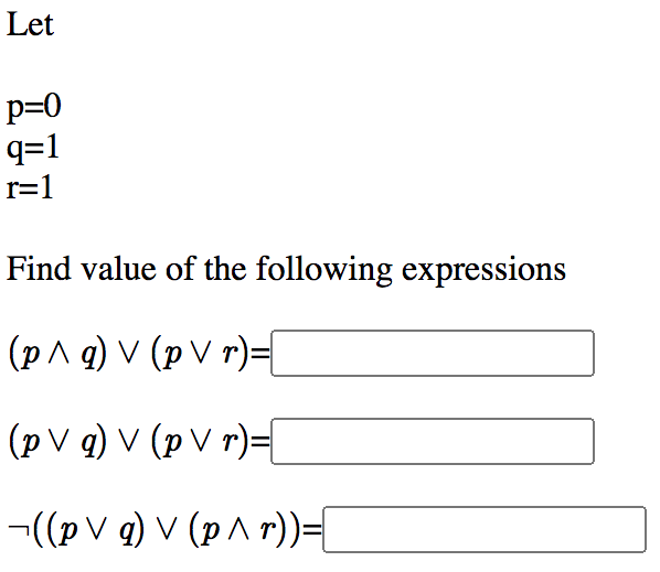 Solved Let p=0q=1r=1 Find value of the following expressions | Chegg.com