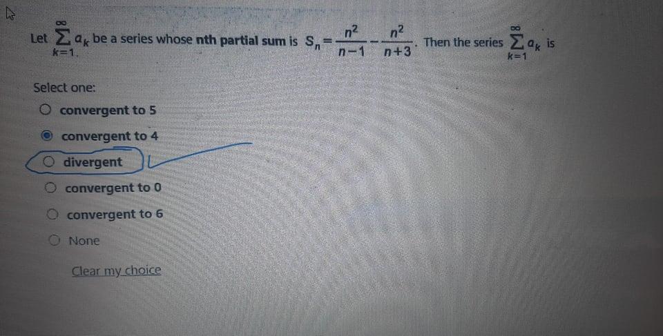 Solved 7 00 Let ay be a series whose nth partial sum is Sn | Chegg.com