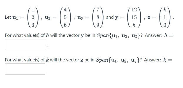 Solved Let u1=⎝⎛123⎠⎞,u2=⎝⎛456⎠⎞,u3=⎝⎛789⎠⎞ and | Chegg.com